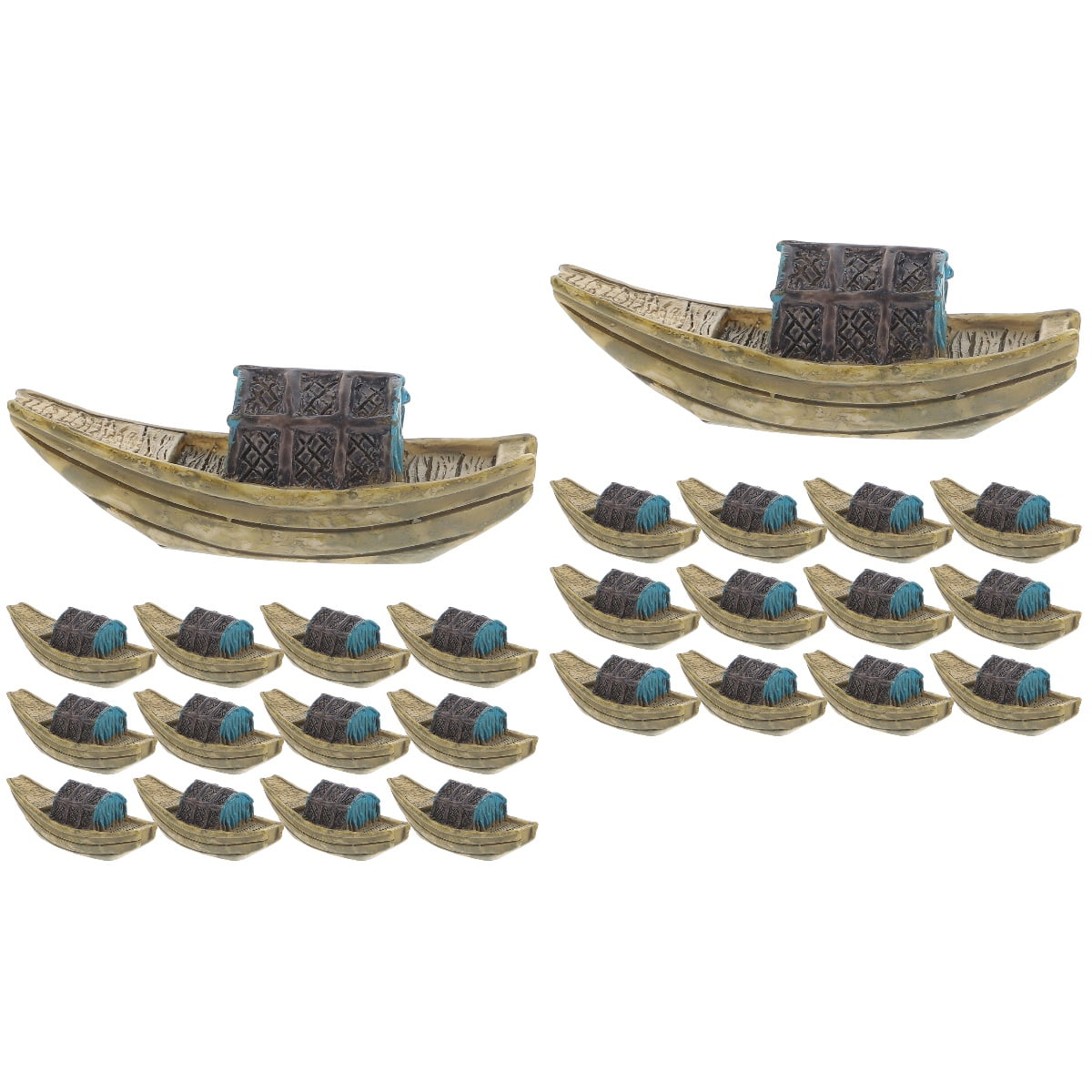 unbranded 30 pcs Mini Rustic Boat Model Mini Resin Boat Scene Creation ...