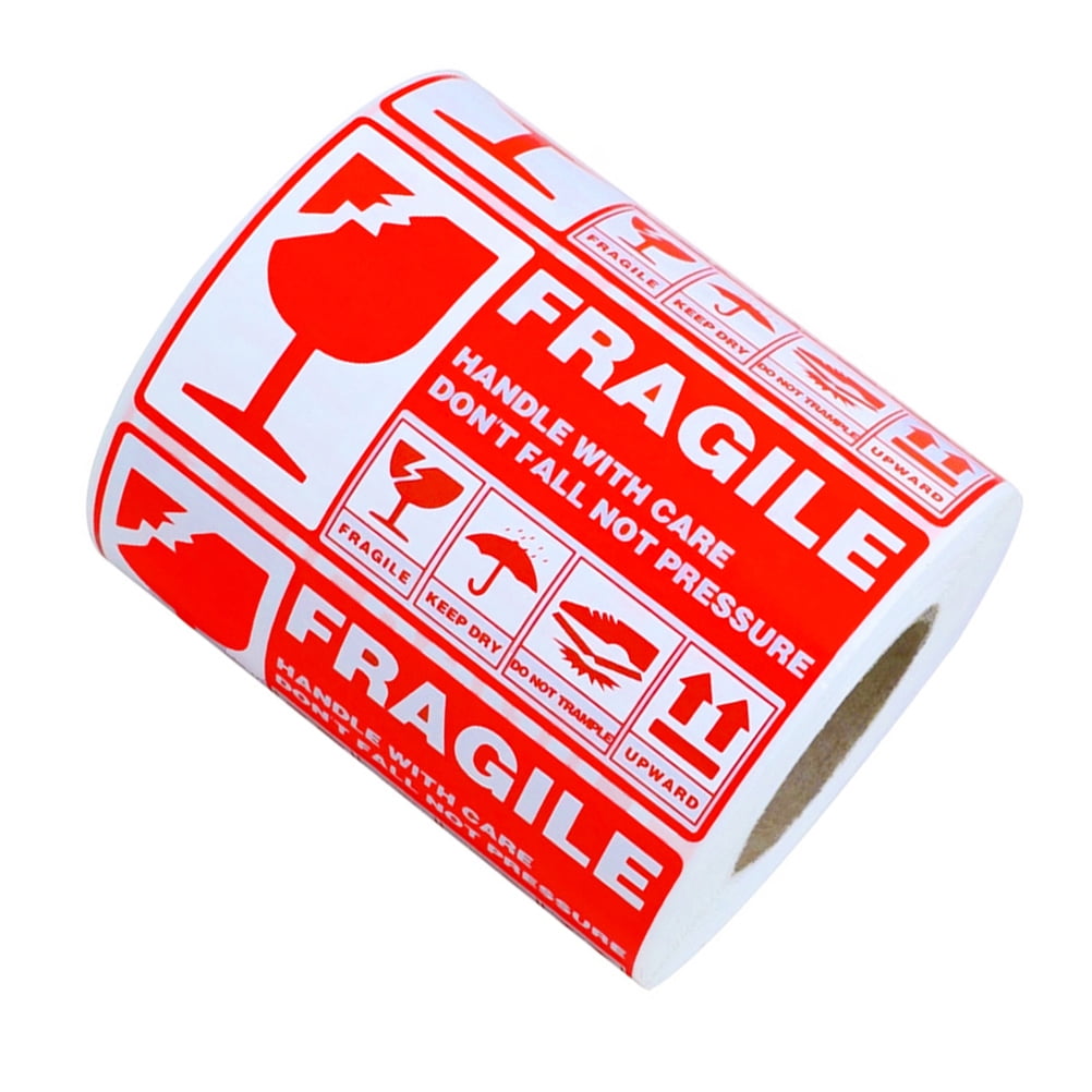 Vosarea Fragile Shipping Label Red Paper Self-Adhesive for DIY 300Pcs ...