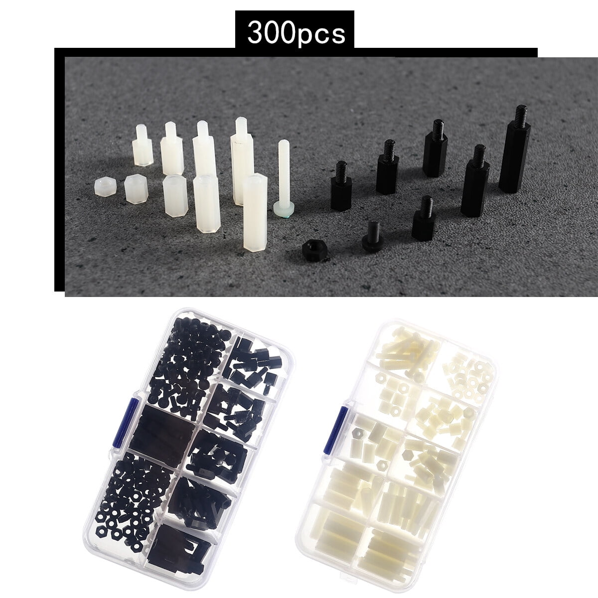 300-Piece Assorted Standoffs, Screws, and Nuts Kit, Size 12.70 x 6.50 x ...