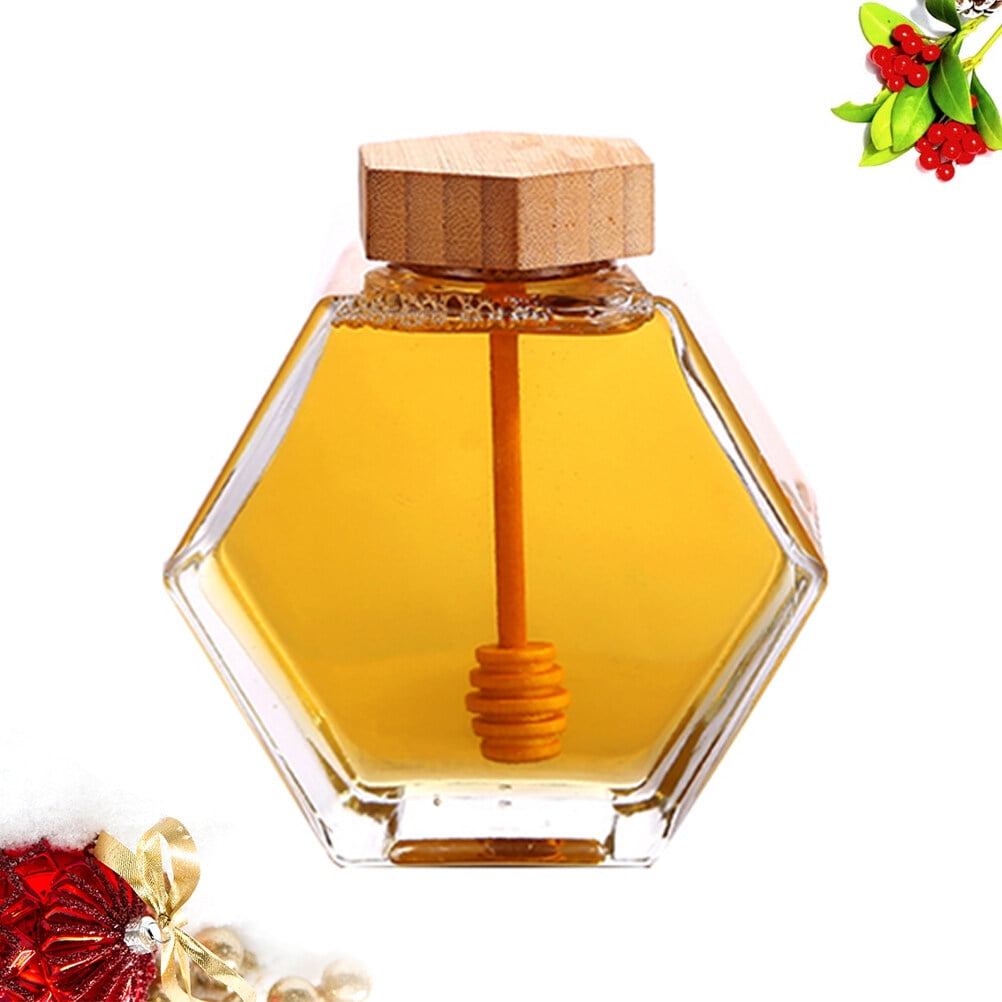 unbranded 380 Ml Honey Jar Glass Bottle Container with Dipper Honeypot ...
