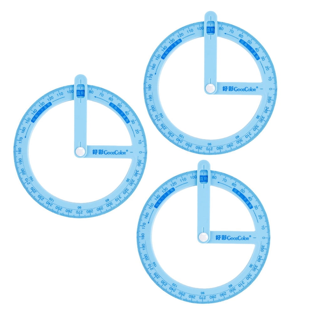 unbranded 3Pcs Plastic Protractor Math Protractors 360 Degree Rotary ...