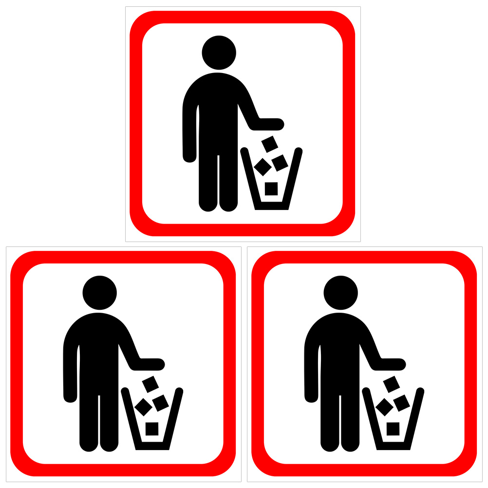 unbranded 3Pcs Public Trash Can Decal Living Room Garbage Bin Decal ...