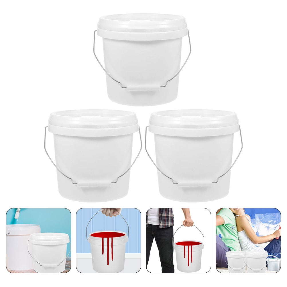 unbranded 3Pcs Round Bucket with Lid Empty for Painting and Storage ...