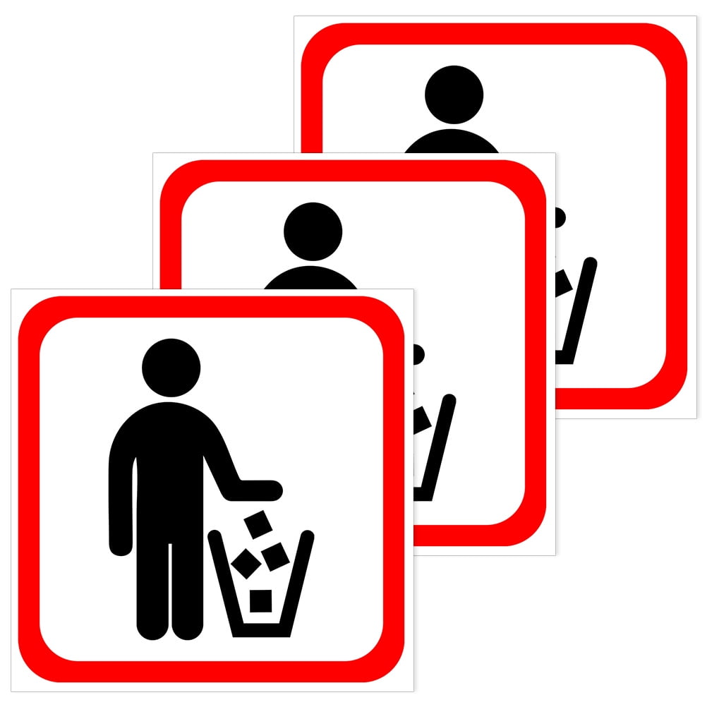 unbranded 3Pcs Trash Can Warning Sticker Public Trash Waste Bin Sticker ...