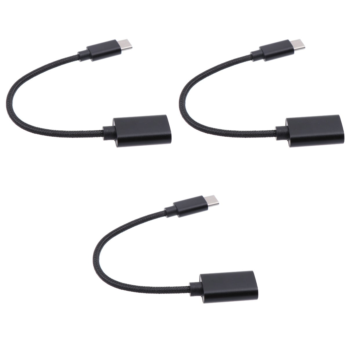 3pcs Braided Type-c Male to USB Female Extender Adapter Cable Converter ...