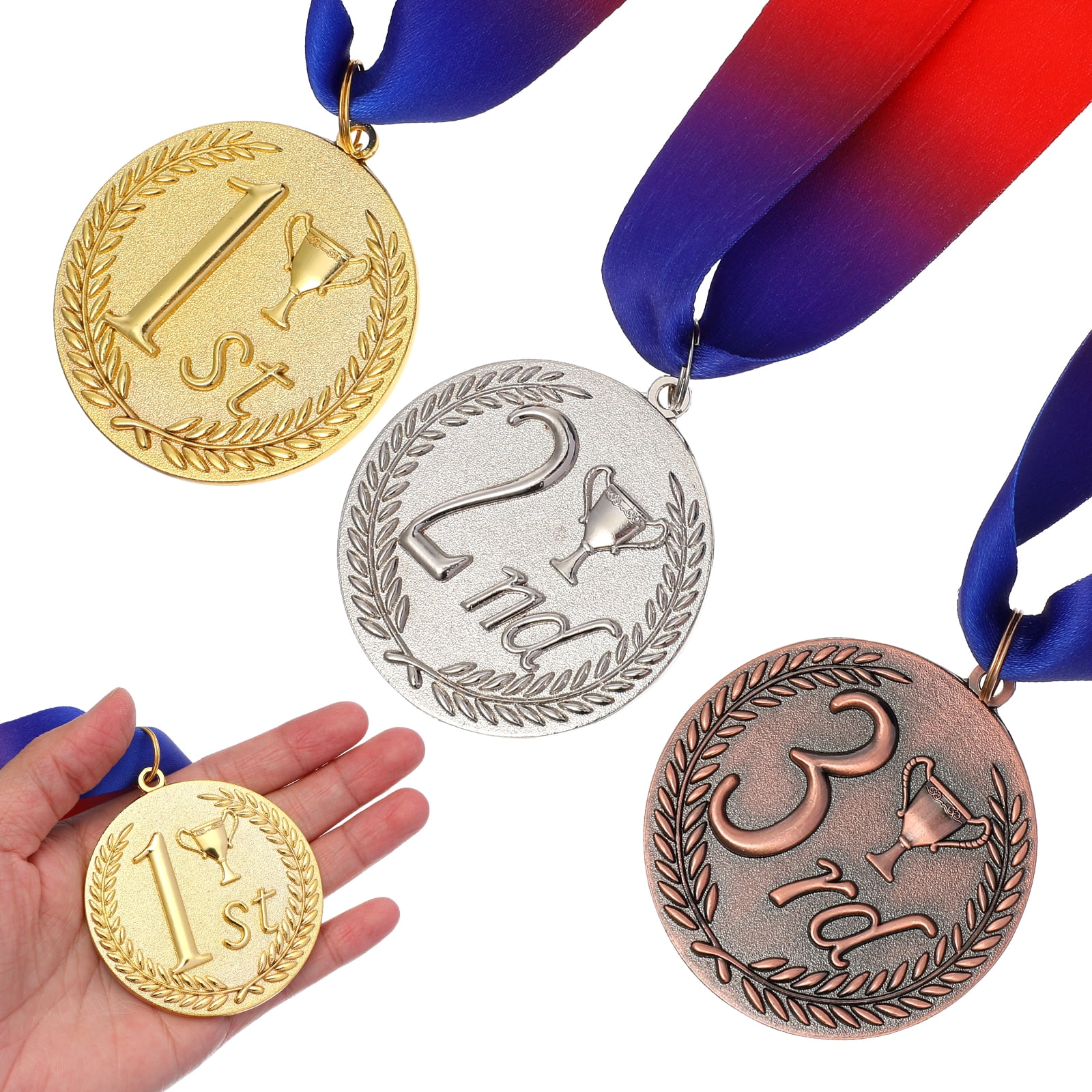 3pcs Award Medals Gold Silver Copper with Neck Ribbon for Sports ...