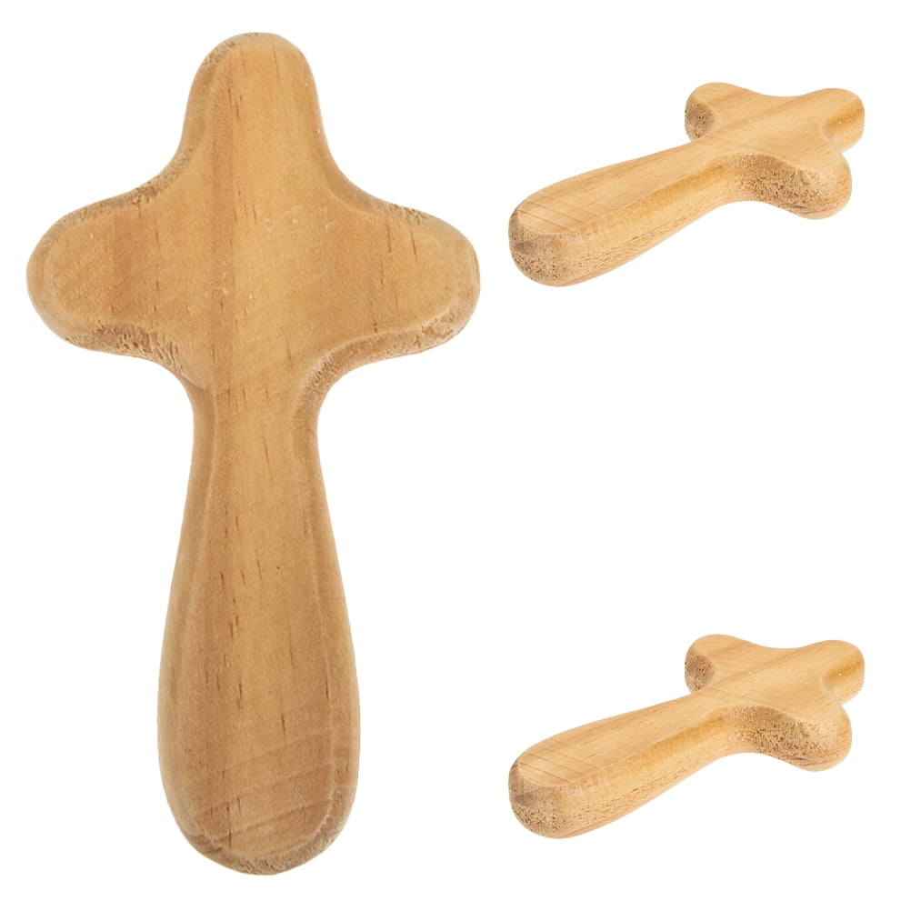 unbranded 3pcs Wooden Small Cross Hand Holding Crosses Portable Prayer ...