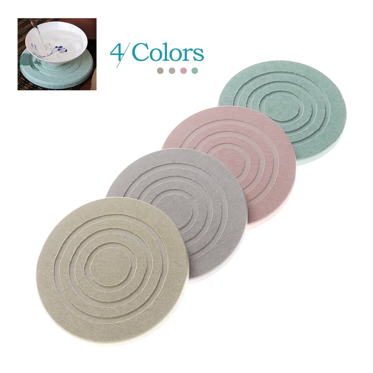 unbranded 4 Pcs Diatomaceous Earth Coaster Cold Drinks Coasters Round ...