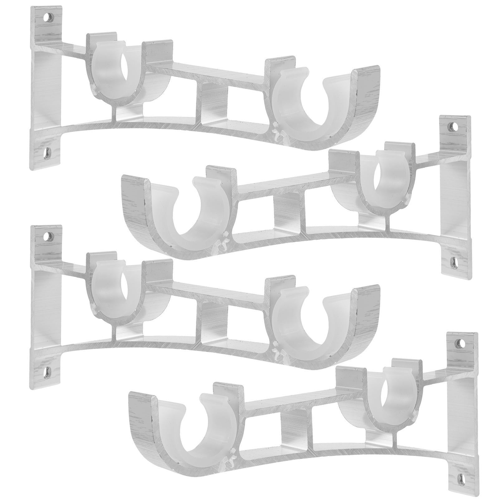 unbranded 4 Pcs Double Curtain Rod Bracket Bay Window Pole Extendable ...