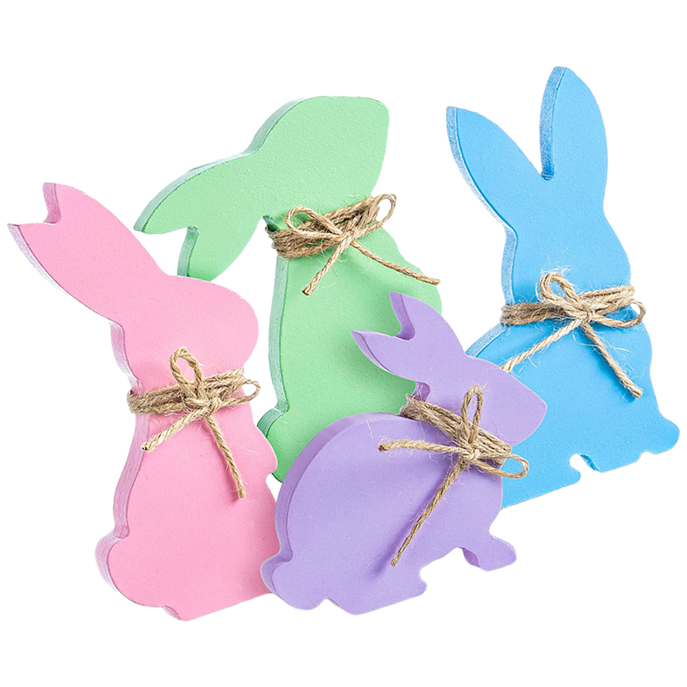 unbranded 4 Pcs Easter Bunny Statue Decoration for Home Hay Piggy Plush ...