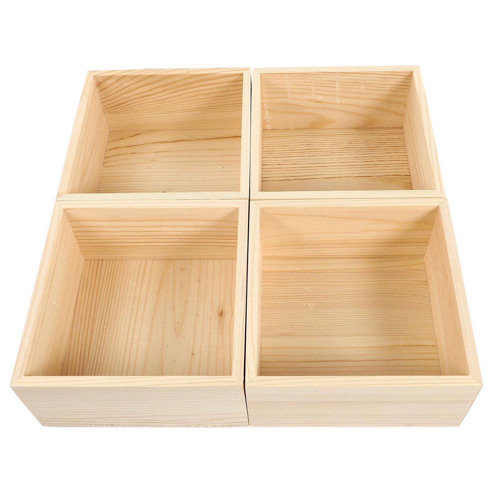 unbranded 4 Pcs Small Wooden Box Without Lid Big Storage Bins Lids ...