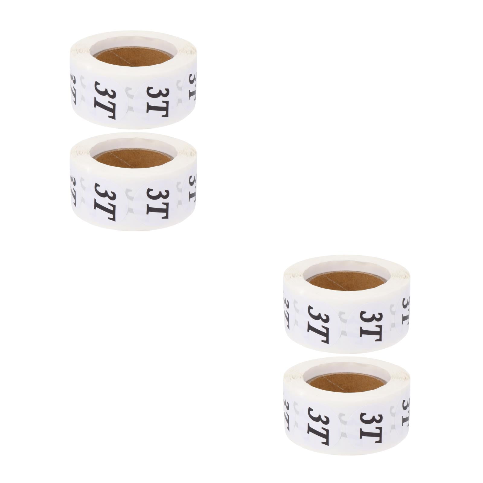 unbranded 4 Rolls 3T Clothing Size Stickers White Circle Coded Adhesive ...