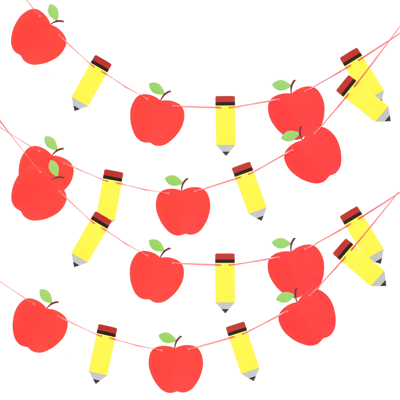 unbranded 4 Sets of Pencil and Apples Back To School Banner Decorations ...