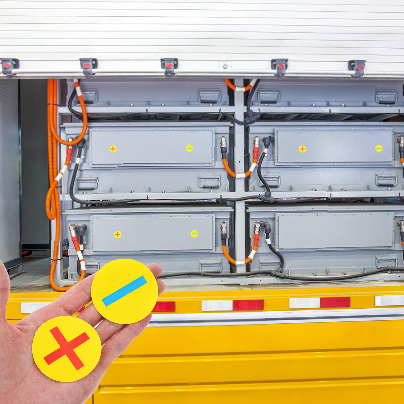 Raindrops Waterproof Self Adhesive Battery Polarity Stickers Durable ...