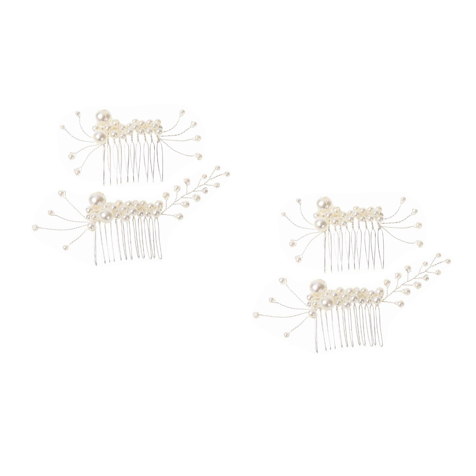 unbranded 4 pcs Bridal Side Hair Combs Pearl Design Rhinestone Hairpin ...