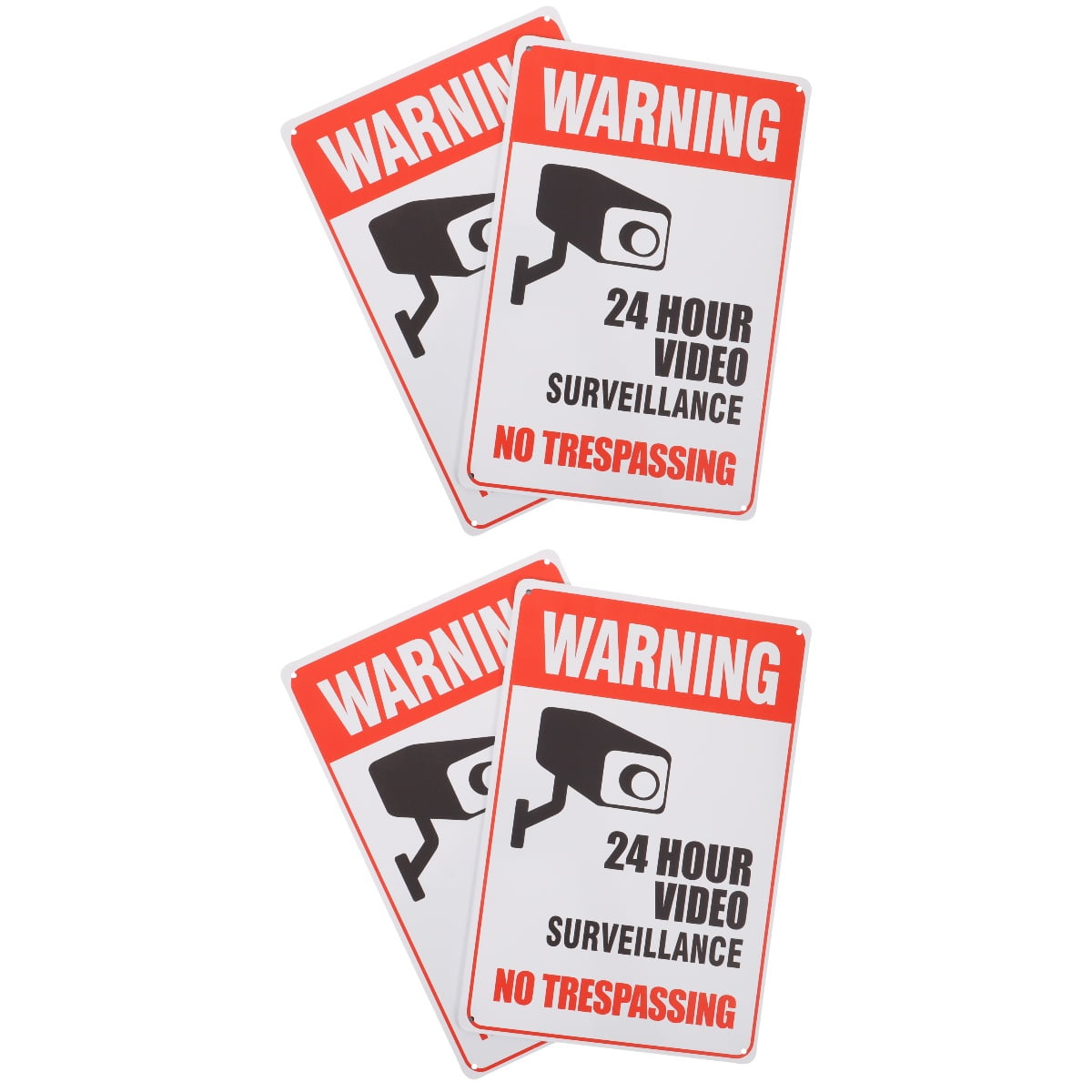 unbranded 4 pcs No Trespassing Sign 24 Hour Video Surveillance Signs ...