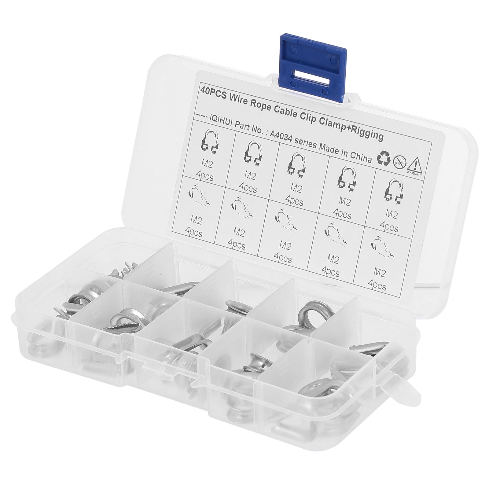 Stainless Steel Wire Rope Cable Clamp with Thimble for Cable 40pcs ...