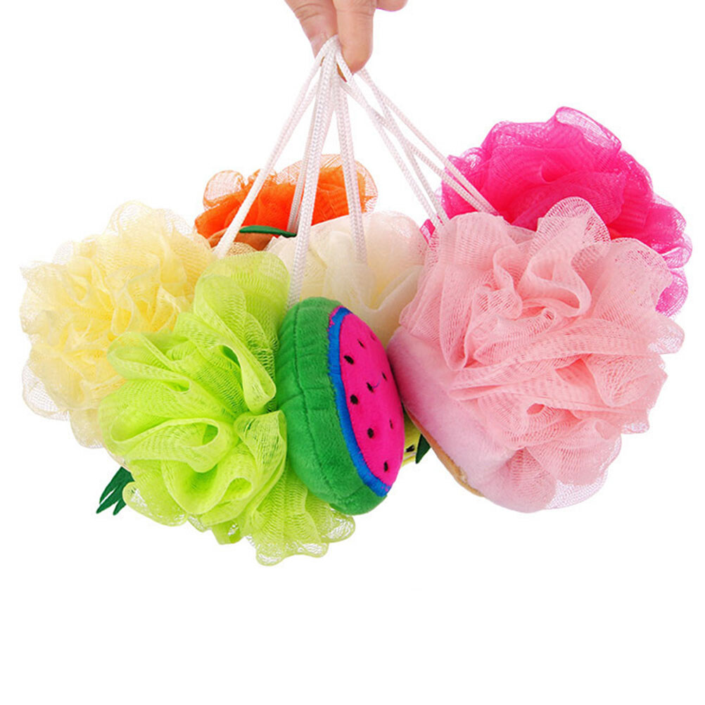 unbranded 4pcs Colors Fruit Shaped Bath Ball Mesh Sponge Mesh Pouf ...