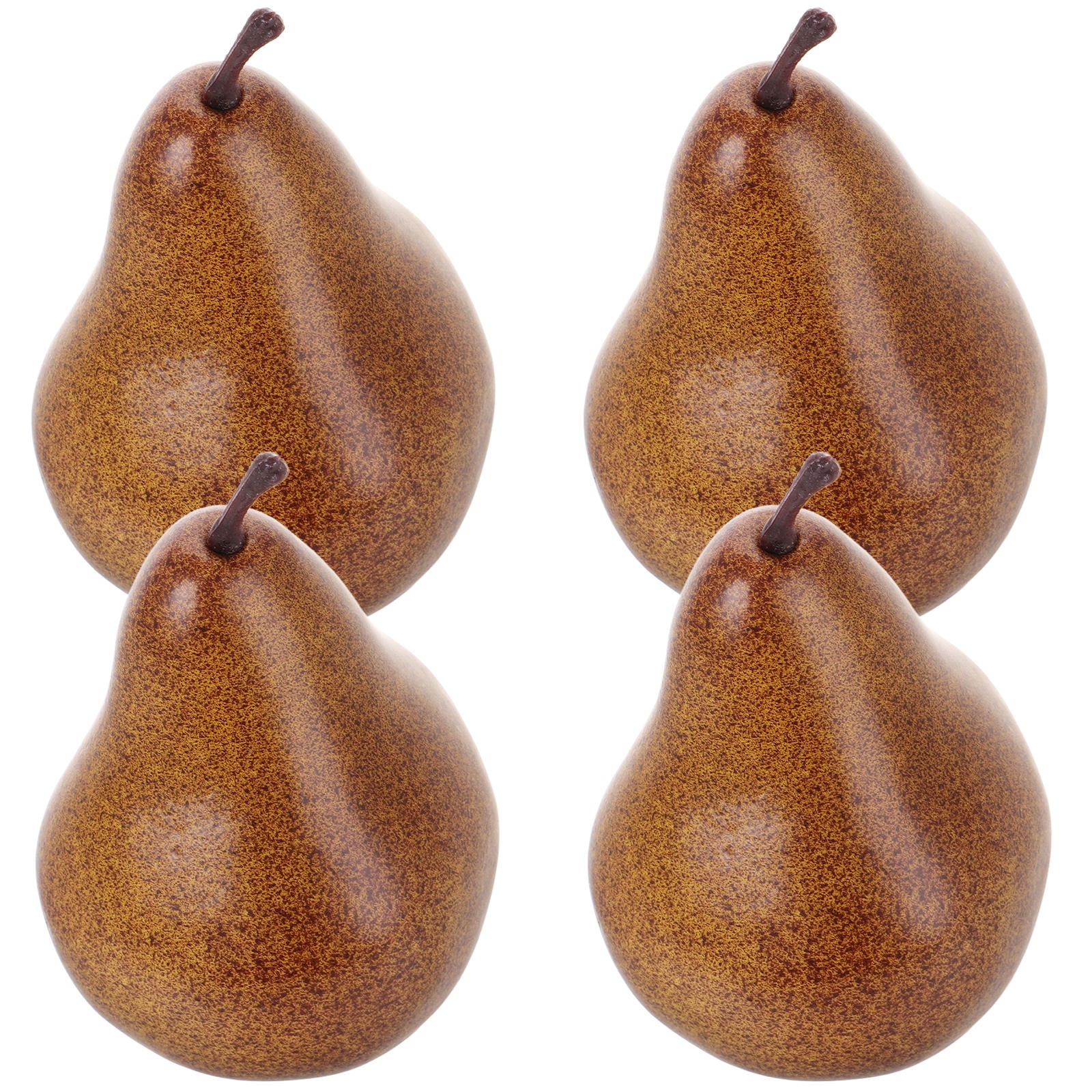 OUNONA 4-Piece Artificial Pear Set in Coffee Color, Realistic Fruit ...