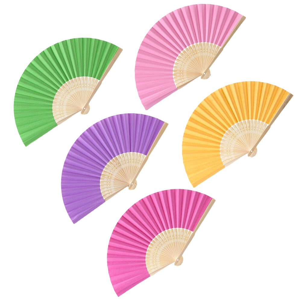 unbranded 5 Pcs Kids Paper Fan Blank Folding Round Hand Fans for ...