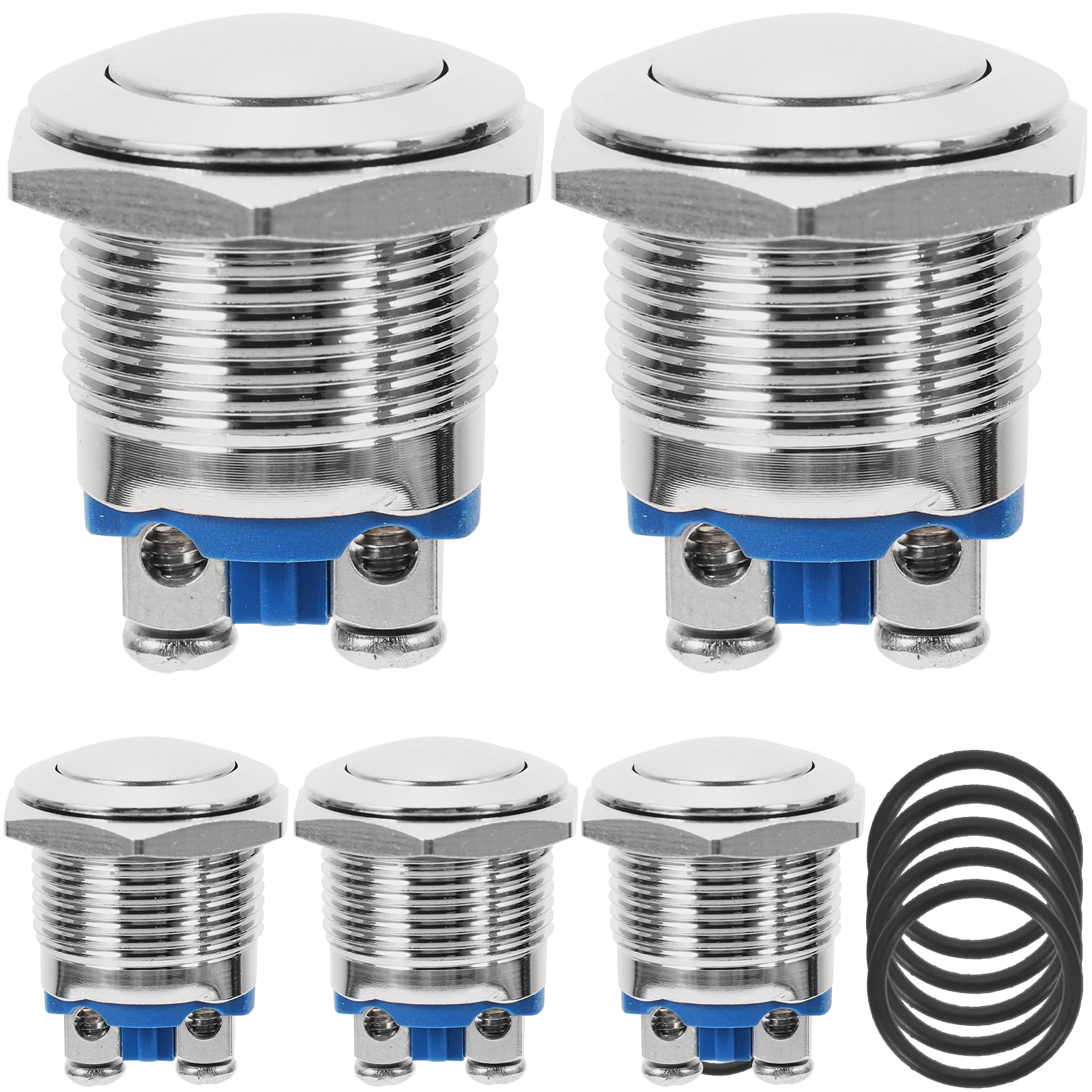 unbranded 5 Pcs Momentary Push Button Turn Signal Switch Buttons Silver - Walmart.com