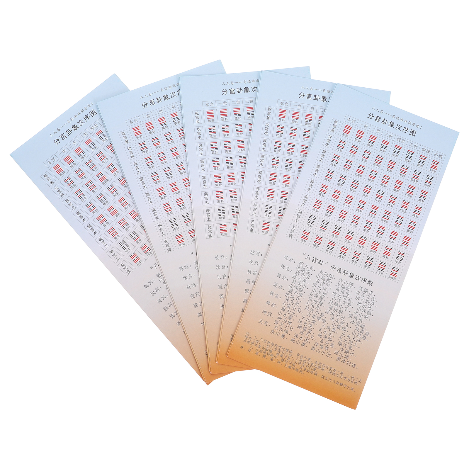 unbranded 5 Pcs Paper Divination Books with I Ching 64 Hexagrams Vivid ...