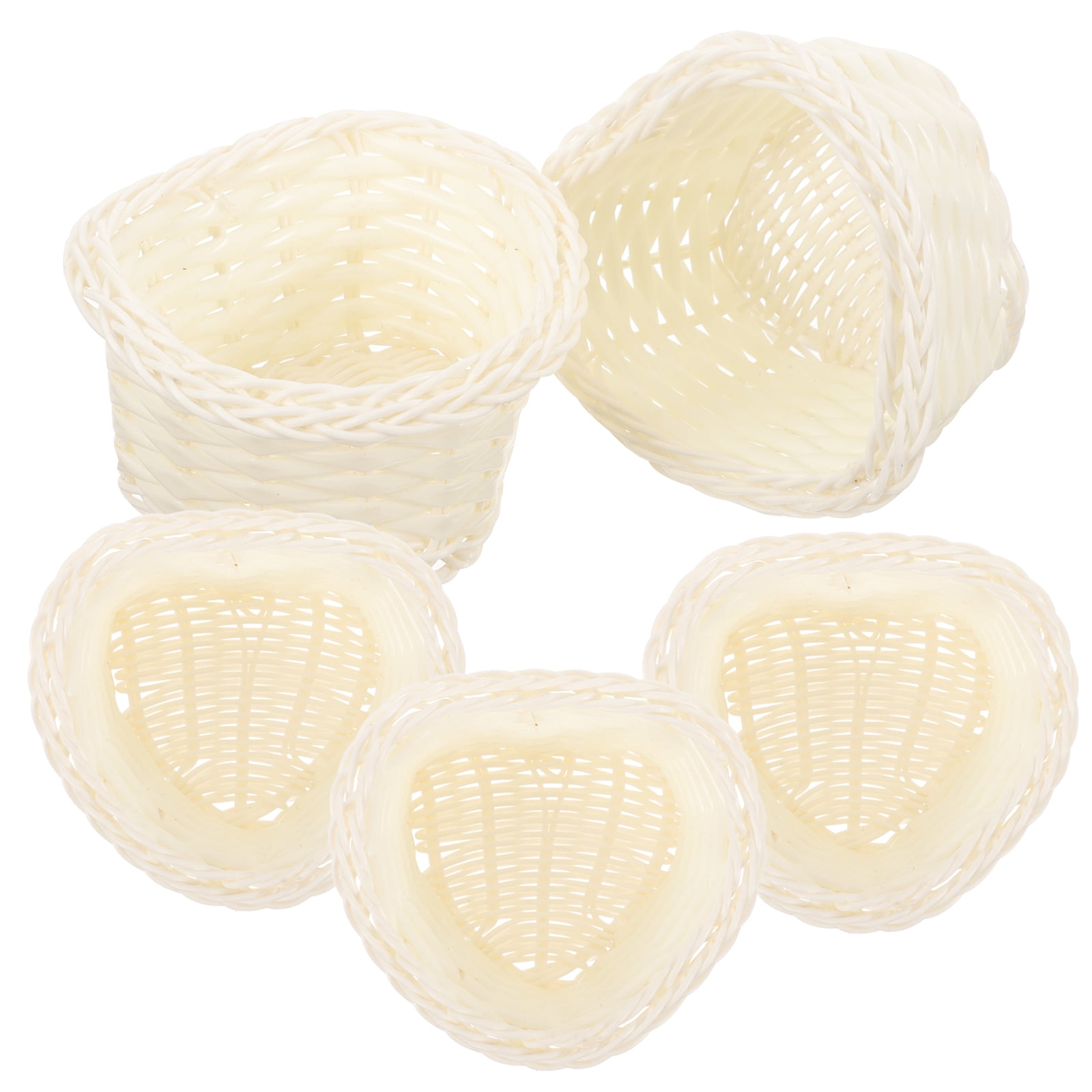 unbranded 5 Pcs Small Woven Basket Plastic Rattan Basket 9x9cm White ...