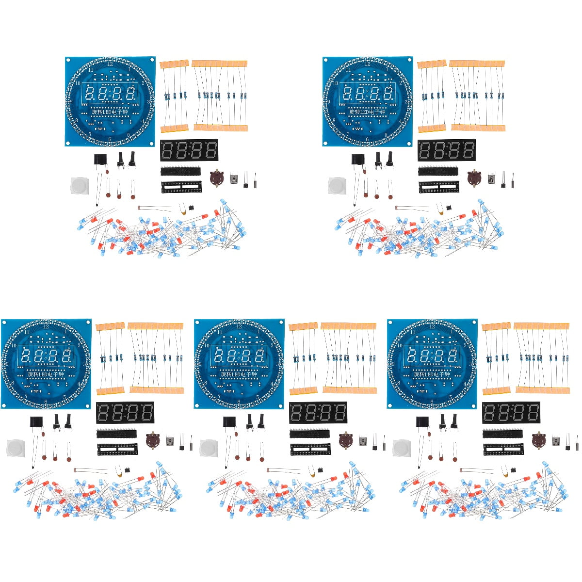 unbranded 5 Sets Digital DIY LED Electronic Clock Kit Clock DIY Kit ...