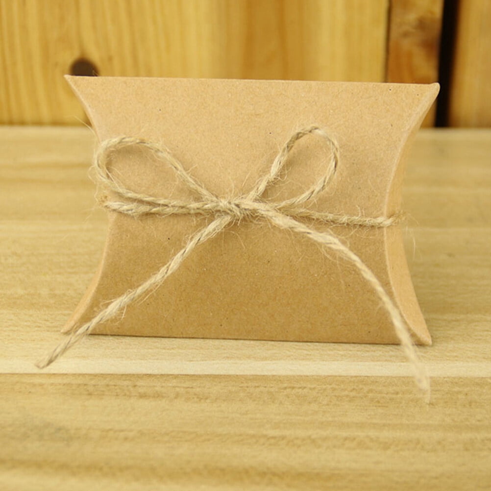unbranded 50 Pcs Boxes with Lids Pillow Shape Gift Holder Kraft Paper ...