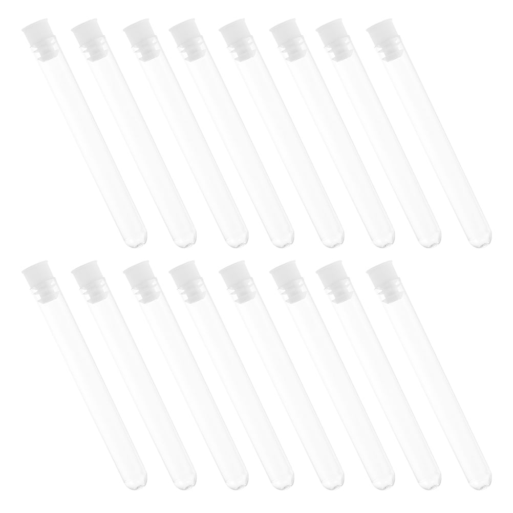 FONDOTIN Clear Plastic Laboratory Test Tubes with Lids, Transparent, 50 ...