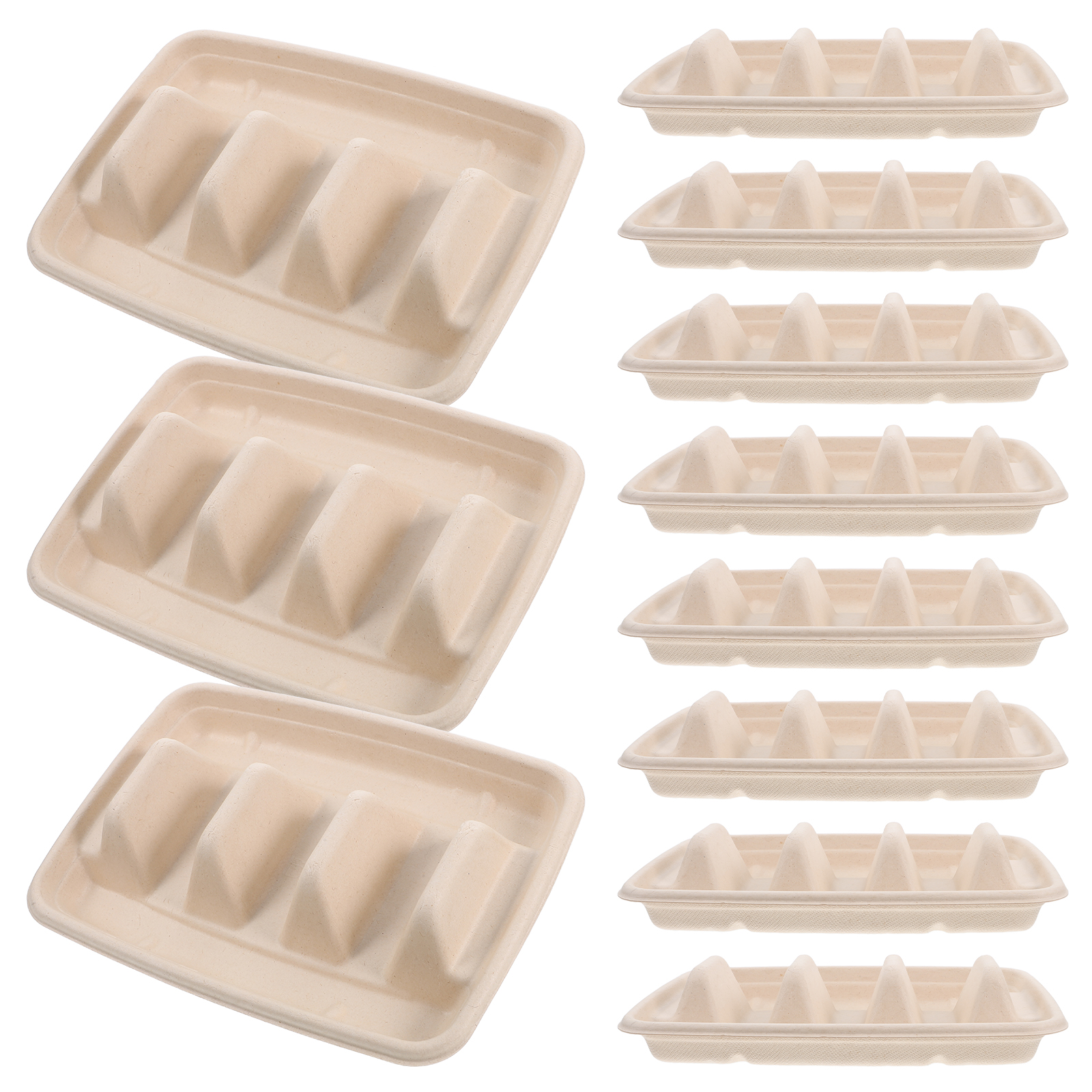 unbranded 50 Pcs Taco Plate Plates with Dividers Pulp Fiber Tray Food ...