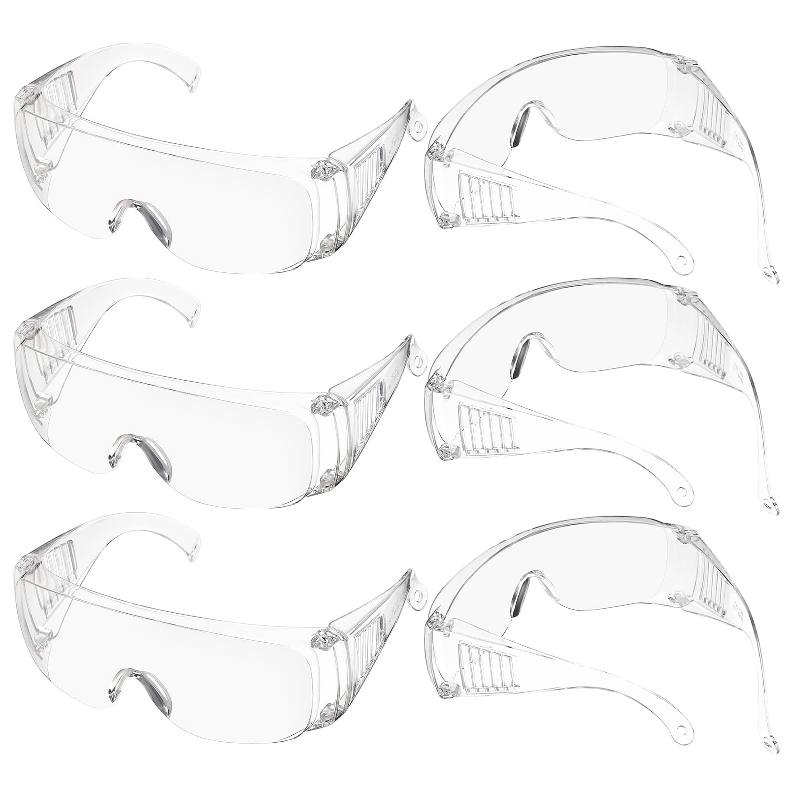unbranded 6 Pairs Protective Eyeglass Clear Frame Wrap Around Glasses ...