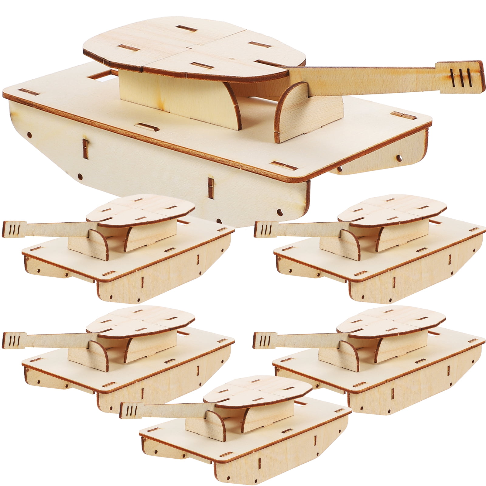 unbranded 6 Pcs Assembled Wooden Tank Assembly Tank Model Blank Tank ...