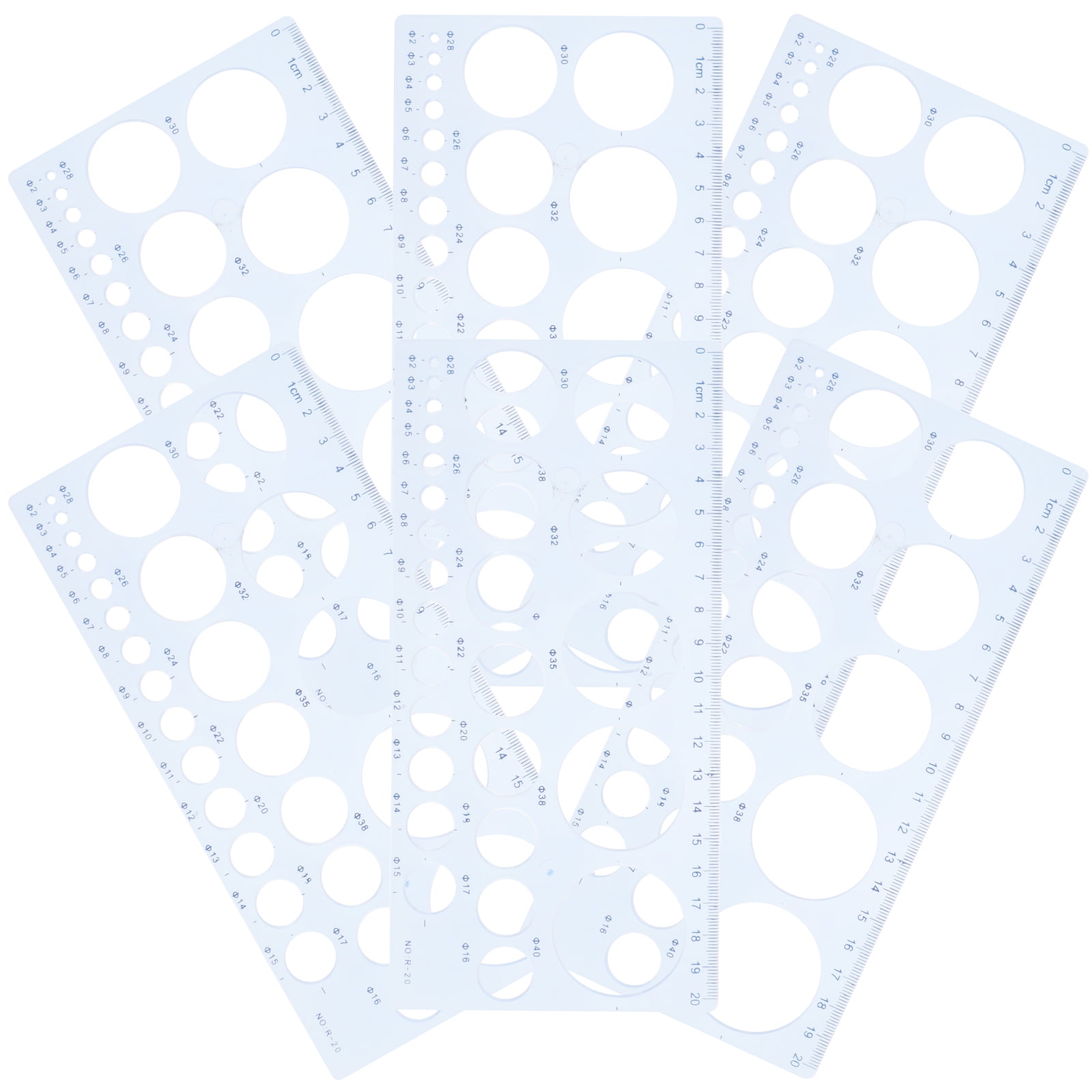 unbranded 6 Pcs Circle Maker Stencils Round Hole Ruler Drawing Template ...