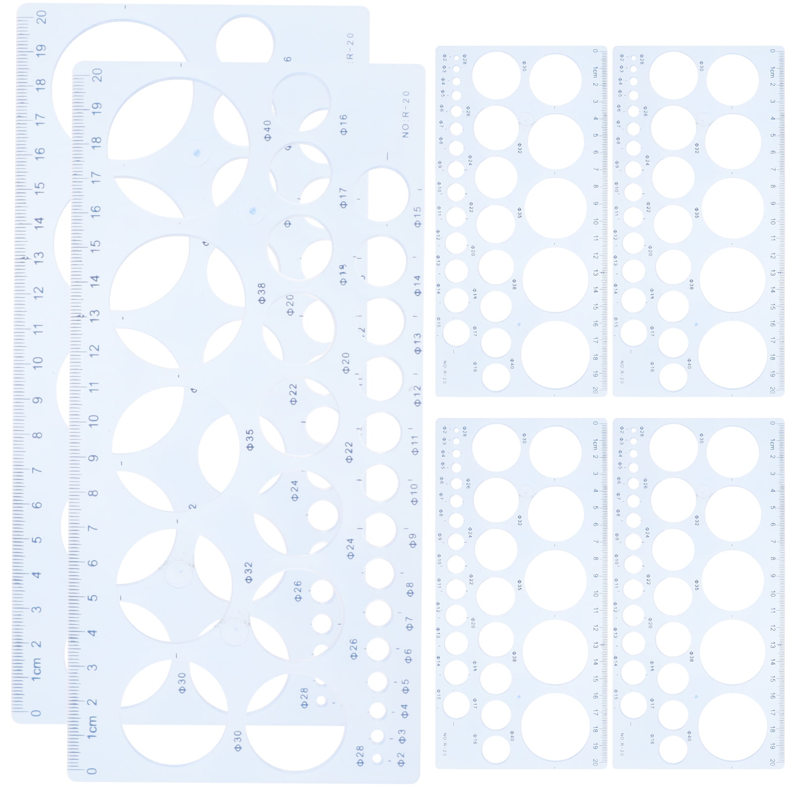 unbranded 6 Pcs Round Hole Ruler Geometric Drawings Templates Stencils ...