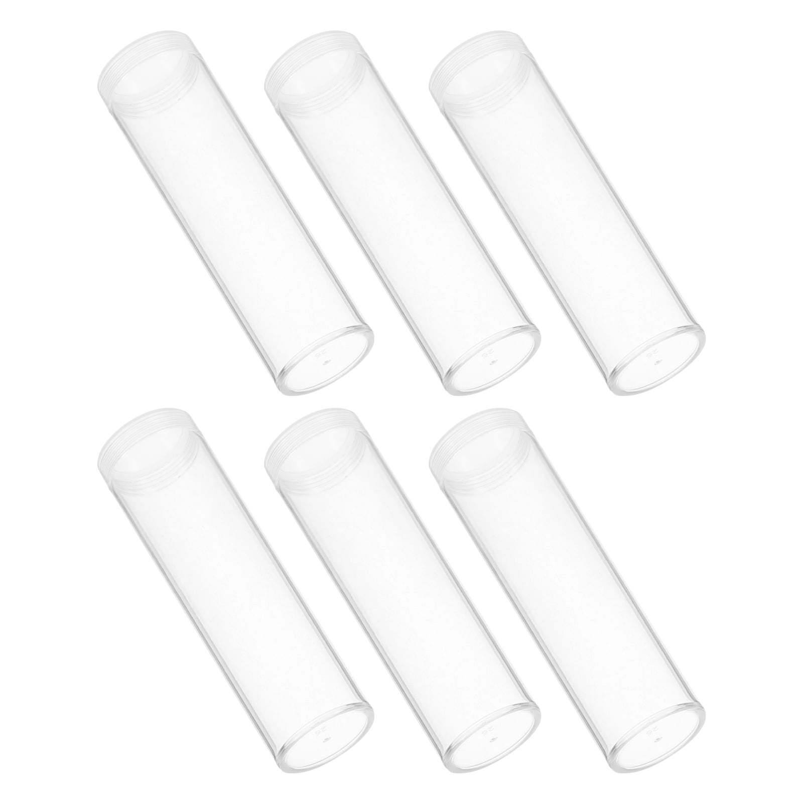 unbranded 6pcs Transparent Tube Round Clear Plastic Storage Tubes Coin ...