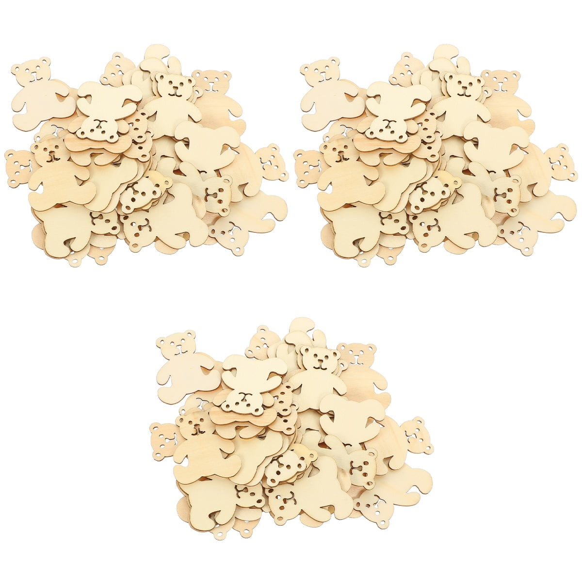 unbranded 72 Pcs Unfinished Bear Shaped Slices Bear Wooden Slices DIY ...