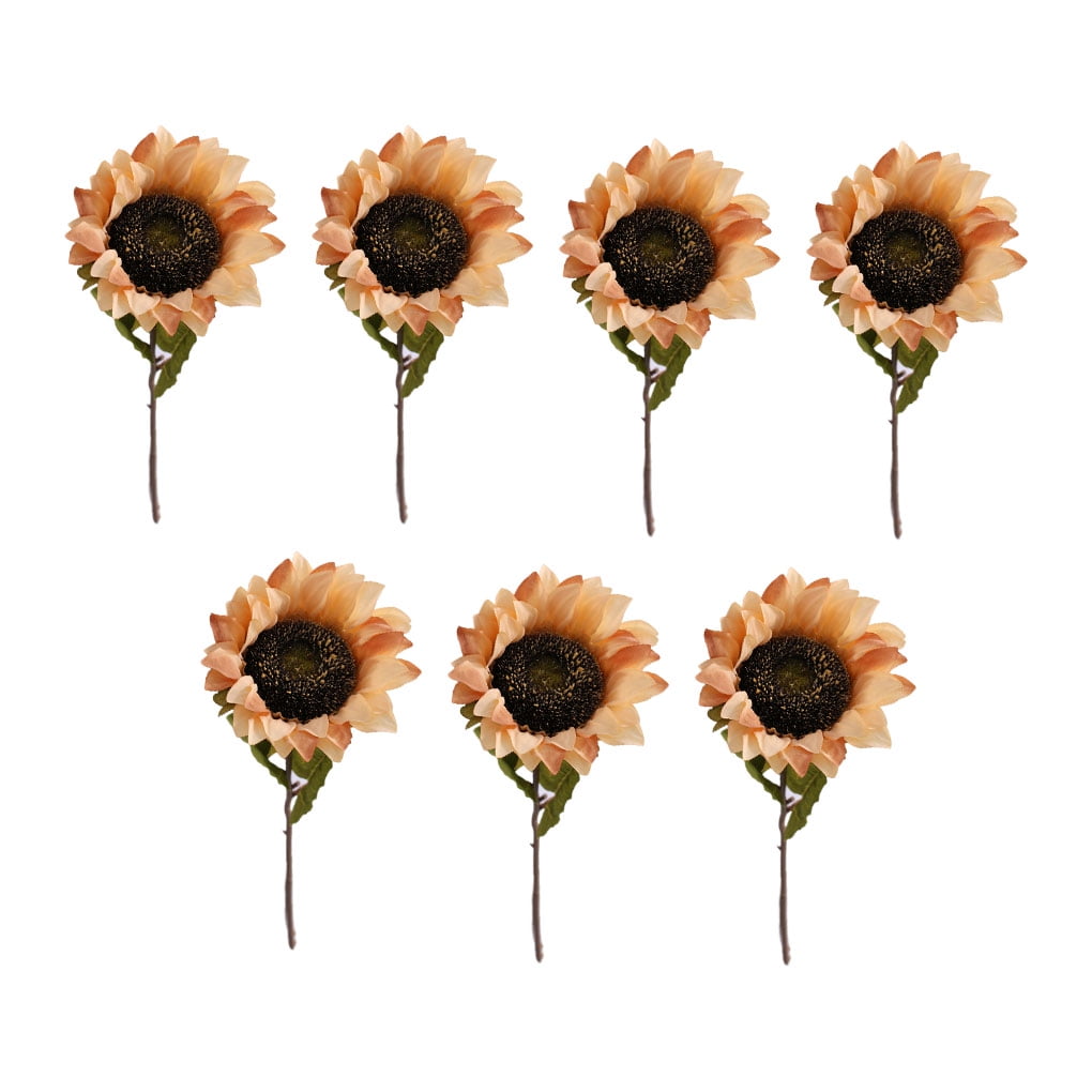 chidgrass 7pcs Artificial Sunflowers Single Stem Fake Flowers Bouquet ...