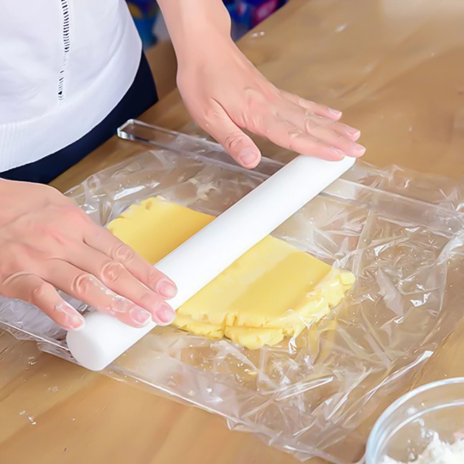 unbranded 8 Pcs Balance Ruler Rolling Pin with Thickness Rings Pastry ...