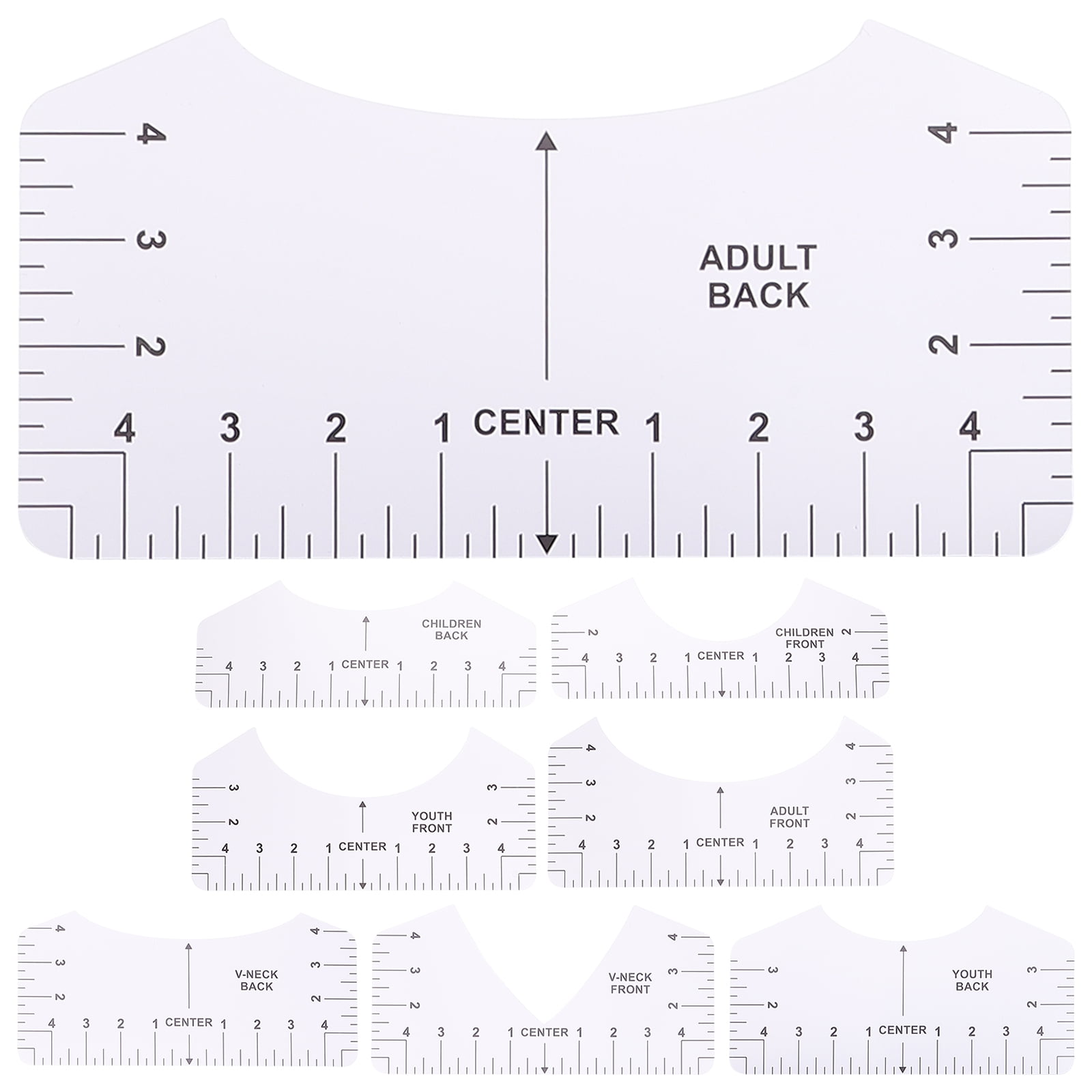 unbranded 8 Pcs T-shirt Ruler with Tape Measure Measuring Rulers ...