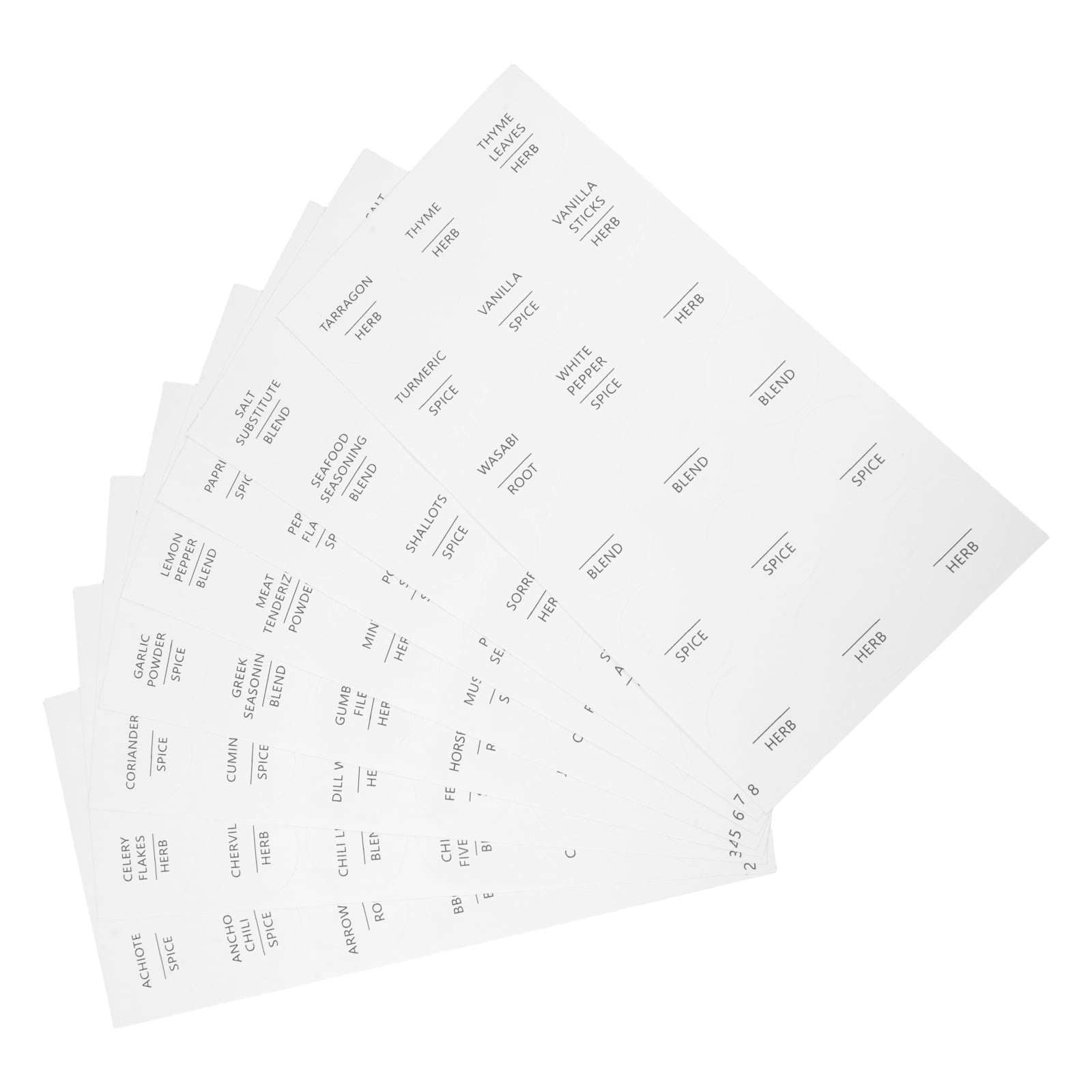 unbranded 8 Sheets Seasoning Bottle Label Phone Chain Flavored ...