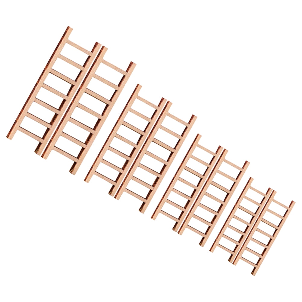 unbranded 8pcs Mini Wooden Ladders Furniture Garden Ornament Ladder DIY ...