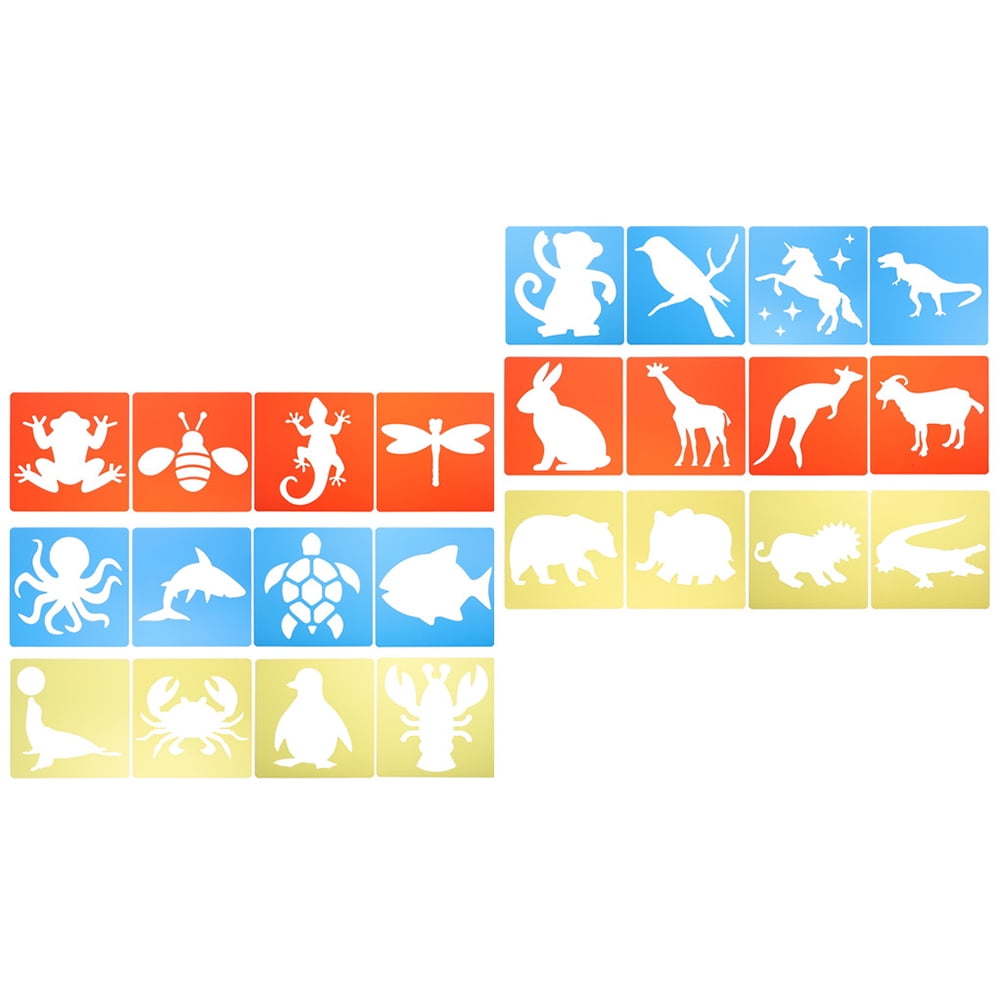 unbranded 96 pcs Sidewalk Chalk Stencils Animal Shape Stencils Washable ...