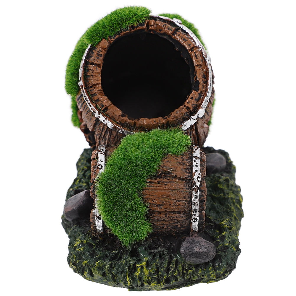 WHAMVOX Realistic Barrel Fish Tank Decoration with Hiding Space for ...