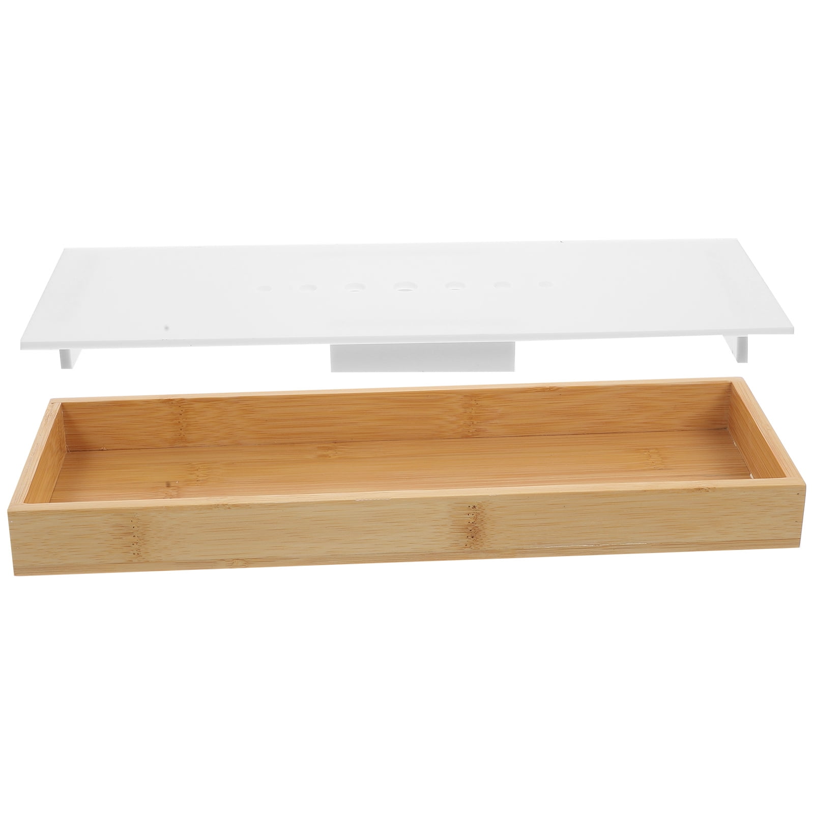 unbranded Bamboo Tea Tray Dish Drain Board Kitchen Drain Tray Dish ...