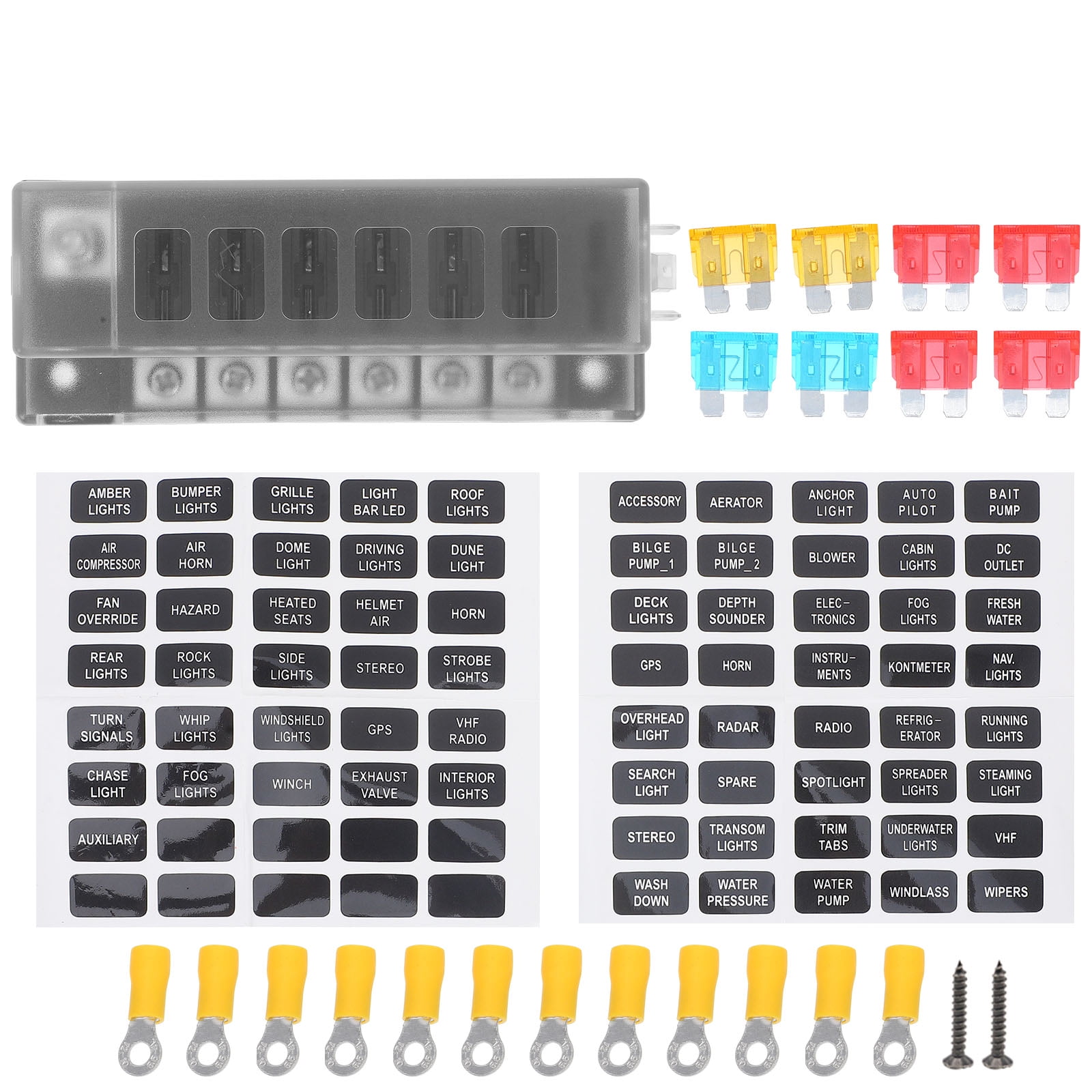 unbranded Boat Fuse Block 6 Way Marine Fuse Block Modified Fuse Holder ...