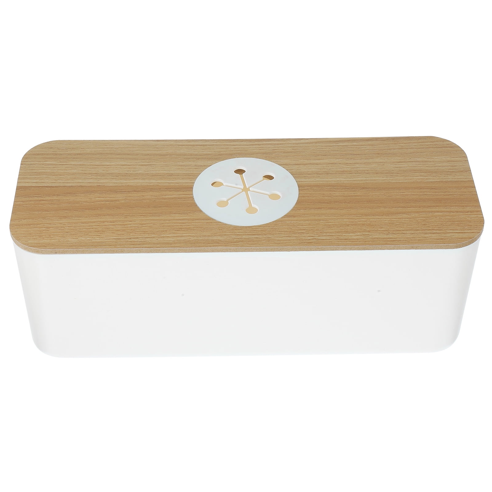 KALLORY Electrical Cord Organizer Box White Wood 1Pack for Hotel Room ...