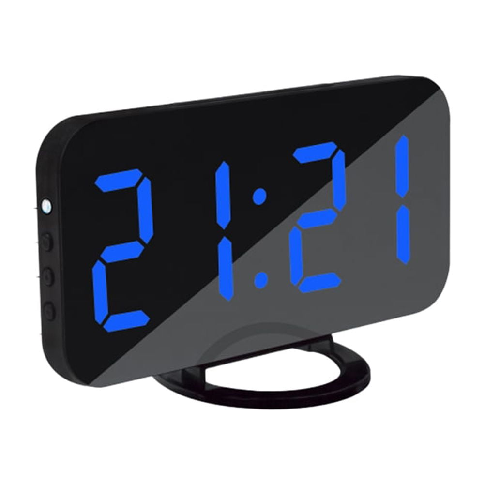 HEMOTON Blue LED Alarm Clock with Dual USB Ports Bright Big Numbers ...