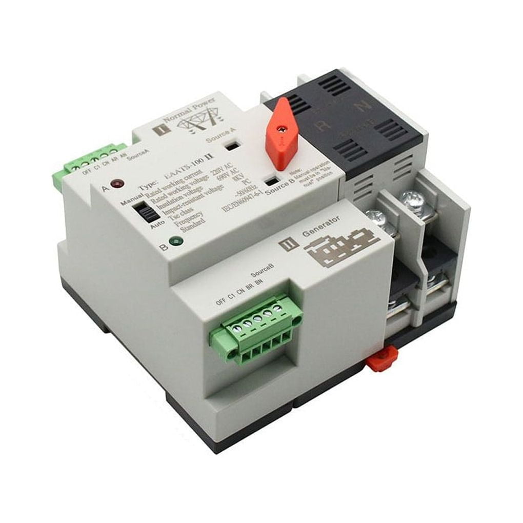 chidgrass Din Rail ATS Manual Transfer Switch Dual Power to Generator ...