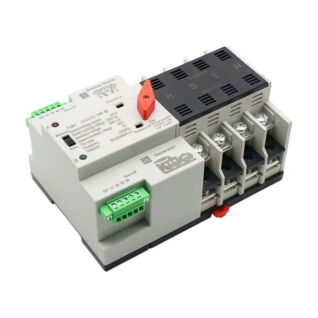 chidgrass Din Rail ATS Manual Transfer Switch Dual Power to Generator ...